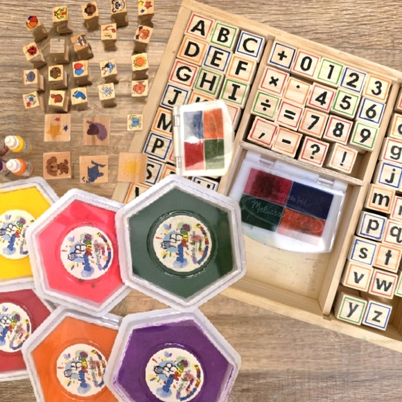 Melissa & Doug | Toys | Melissa Doug Deluxe Wooden Stamp Set Abcs 23s ...